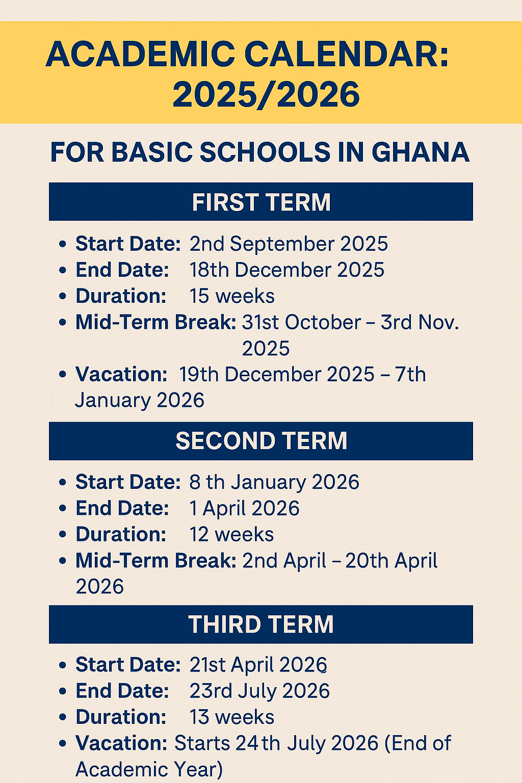 2026 Academic Calendar For Basic Schools In Ghana - School Calendars ...